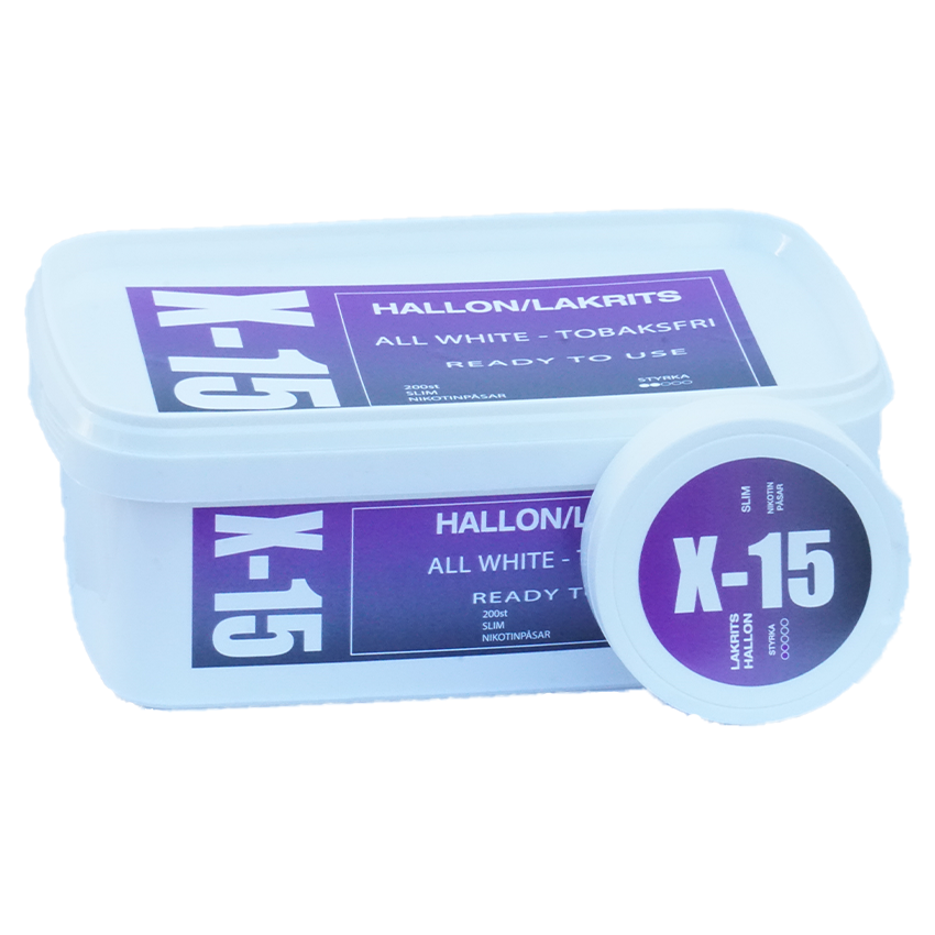 X-15 Hallon/Lakrits Slim All White 200 portioner – Snushandel.se